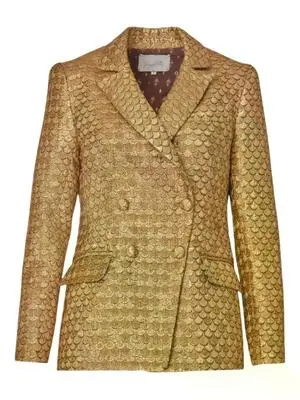 Johanna Ortiz Tranquility Jacquard Double-breasted Blazer - Gold