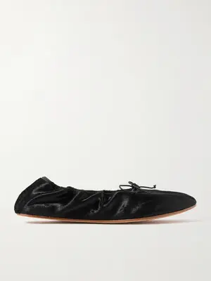THE ROW Velvet Ballet Flats - Black