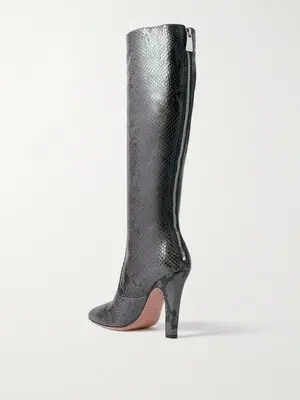 Paris Texas Elsa Snake-effect Leather Knee Boots
