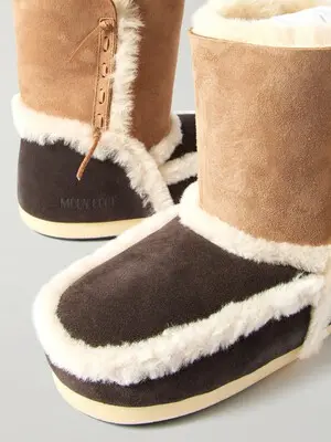 Moon Boot Evx Shearling-trimmed Patchwork Suede Boots