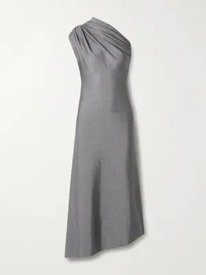 Khaite Coast Asymmetric One-Shoulder Lurex Dress Silver
