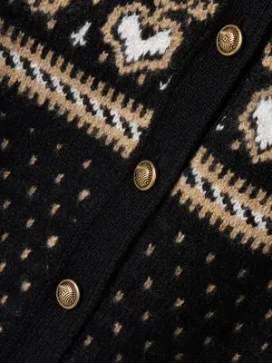 Khaite Marc Fair Isle Cashmere Cardigan - Black