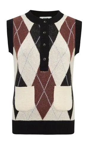 SIEDRES Carina Wool-blend Argyle Vest - Multi