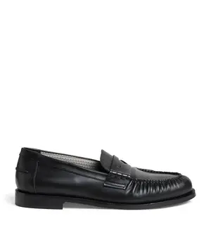 Emporio Armani Leather Loafers With Penny Slot - Black