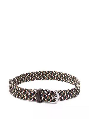 Anderson's Braided Woven Belt With Leather Trim - Brown