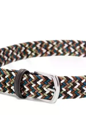 Anderson's Braided Woven Belt With Leather Trim - Brown