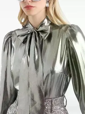 Dolce & Gabbana Lamé Chiffon Shirt With Bow Detail