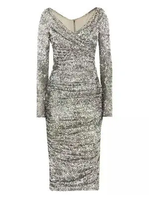 Dolce & Gabbana Draped Sequin Midi Dress
