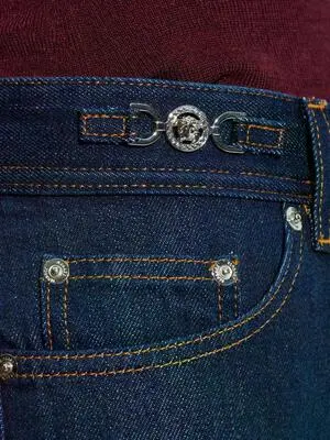 Versace Medusa Embellished Waistband Five-pocket Jeans