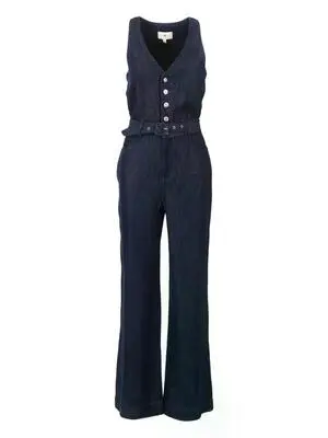 7 For All Mankind Lustre Belted Jumpsuit - Blue