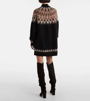 Staud Liza Fair Isle Wool-blend Sweater Dress - Black