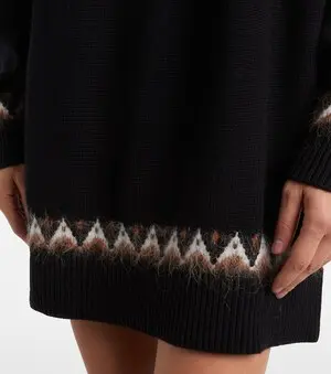 Staud Liza Fair Isle Wool-blend Sweater Dress - Black