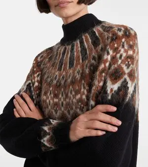 Staud Liza Fair Isle Wool-blend Sweater Dress - Black