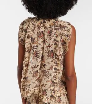 Ulla Johnson Sabra Printed Silk-blend Chiffon Top - Beige