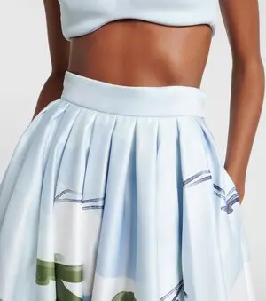 LEO LIN Printed Pleated Maxi Skirt