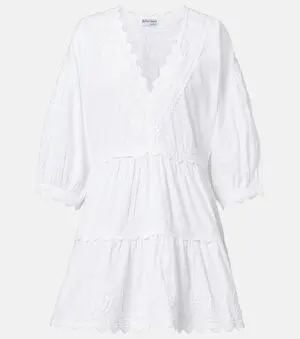 JULIET DUNN Embroidered Cotton Poplin Minidress - White