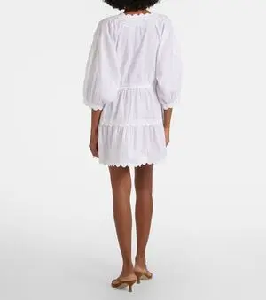 JULIET DUNN Embroidered Cotton Poplin Mini Dress - White