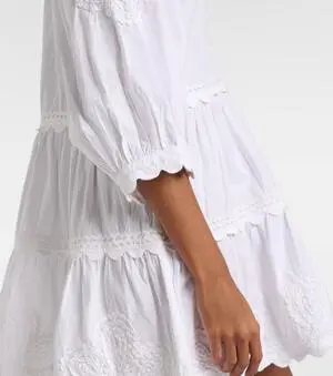 JULIET DUNN Embroidered Cotton Poplin Mini Dress - White
