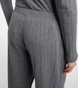LESET Pointelle Cotton Wide-leg Trousers - Grey