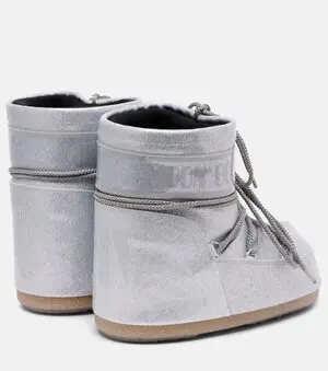 Moon Boot Icon Low Glitter Lace-up Boots - Silver