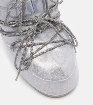 Moon Boot Icon Low Glitter Lace-up Boots - Silver