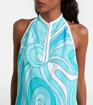 Emilio Pucci Iride Halterneck Cotton Terry Minidress