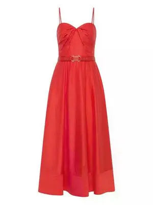 Rebecca Vallance Twisted Belted Midi Dress - Red
