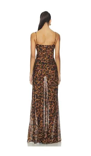 L'AGENCE Christine Leopard Print Maxi Dress