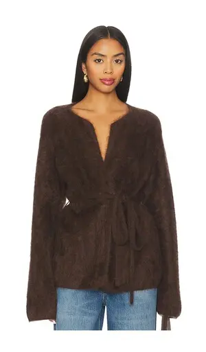 Soft Goat Brushed Cardigan - Brown