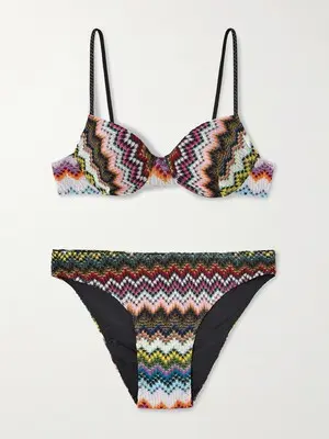 Missoni Metallic Striped Crochet-knit Bikini - Multi