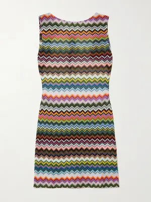 Missoni Mare Open-back Striped Metallic Crochet-knit Mini Dress - Multi