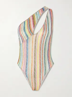 Missoni One-shoulder Crochet-knit Swimsuit - Multi
