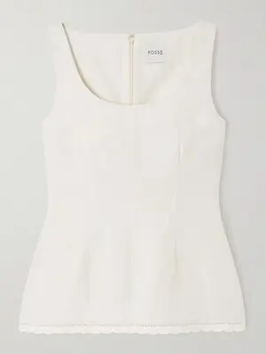 Posse Effi Crocheted Lace-trimmed Linen Tank - Neutrals
