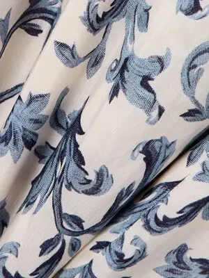 Posse Rue Printed Linen And Silk-blend Midi Dress - Blue