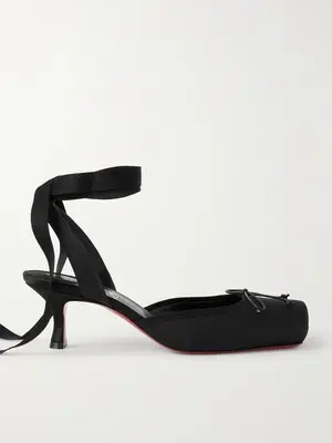 CHRISTIAN LOUBOUTIN Cassia 55 Grosgrain-trimmed Satin Pumps - Black