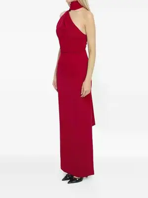 Solace London Demi One-shoulder Draping Maxi Dress - Red