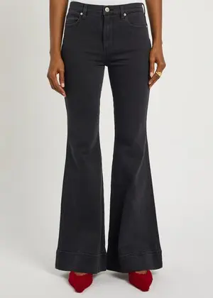Alice + Olivia Embroidered Bell-bottom Jeans