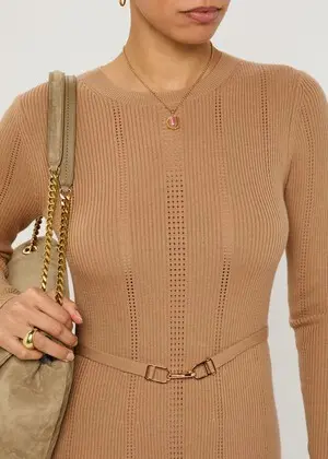 Gabriela Hearst Belted Ribbed Midi Dress - Camel