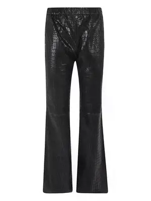 ENES Croc-embossed Flare Trousers - Black
