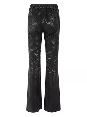 ENES Croc-embossed Flare Trousers - Black