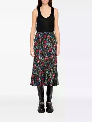 Zadig&Voltaire Jayla Floral Midi Skirt - Blue