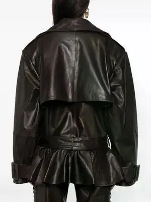 ROTATE BY BIRGER CHRISTENSEN Leather Biker Jacket With Peplum Hem