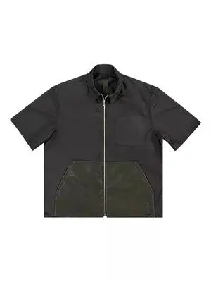 Chrome Hearts Zip-up Leather-pockets Shirt - Black