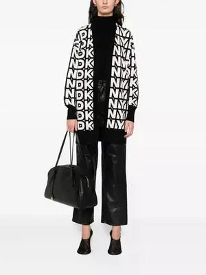 Dkny Logo Pattern Cardigan - Black