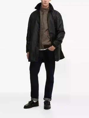 Barbour Single-breasted Cotton Coat With Corduroy Collar