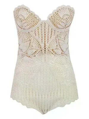 Magda Butrym Crochet Scalloped Bodysuit - Neutrals