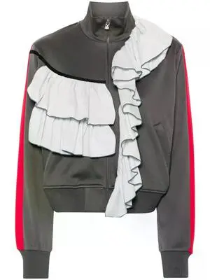 Facetasm Ruffled Striped Zipped Jacket