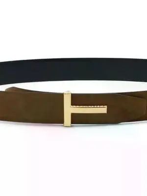 TOM FORD Leather Belt With Gold-tone Buckle - Brown