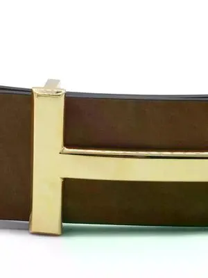 TOM FORD Leather Belt With Gold-tone Buckle