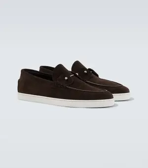 CHRISTIAN LOUBOUTIN Chambeliboat Suede Slip-on Shoes - Brown